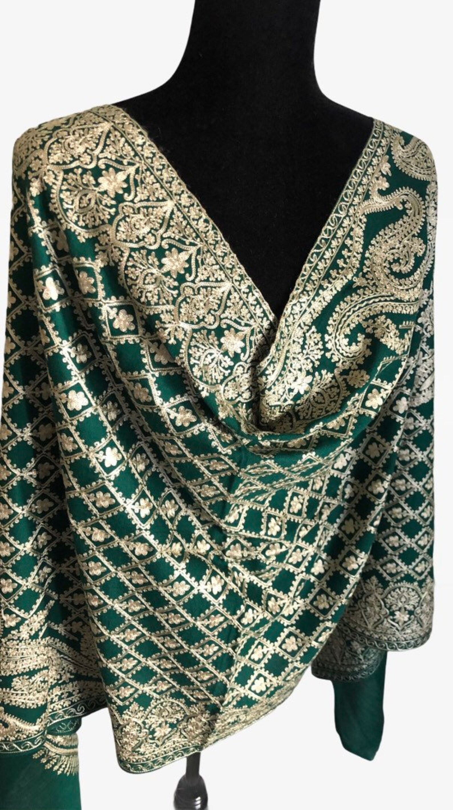 Beautiful Silk Embroidered Wool Shawl Wrap - Etsy