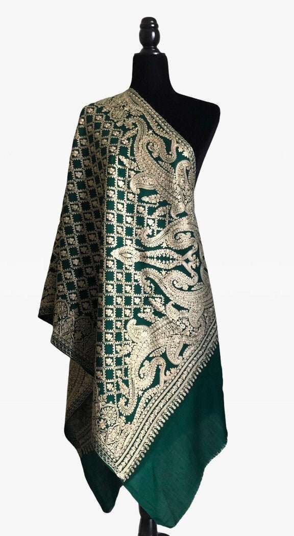 Beautiful Silk Embroidered Wool Shawl Wrap - Etsy