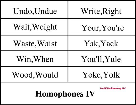 Homófonos Imprimibles