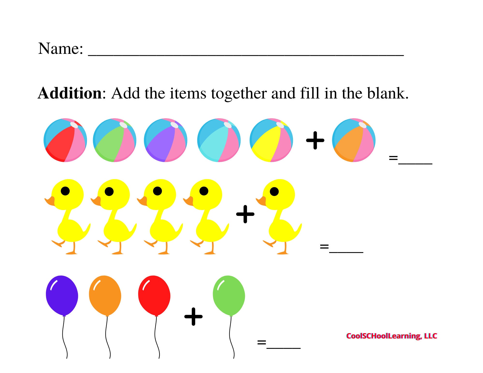 Addition Worksheets for Kids, Math Practice, Preschool Math ...