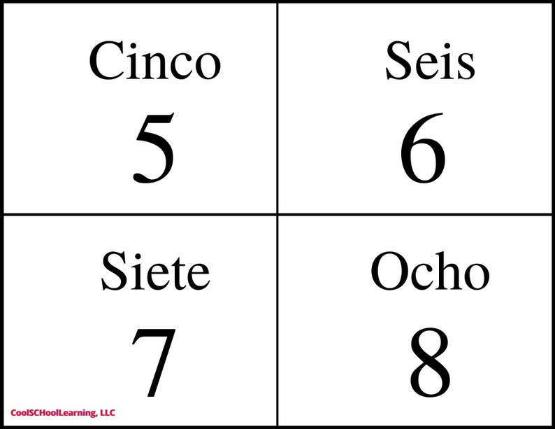 Spanish Number Flashcards 1-20 Preschool Counting Practice - Etsy
