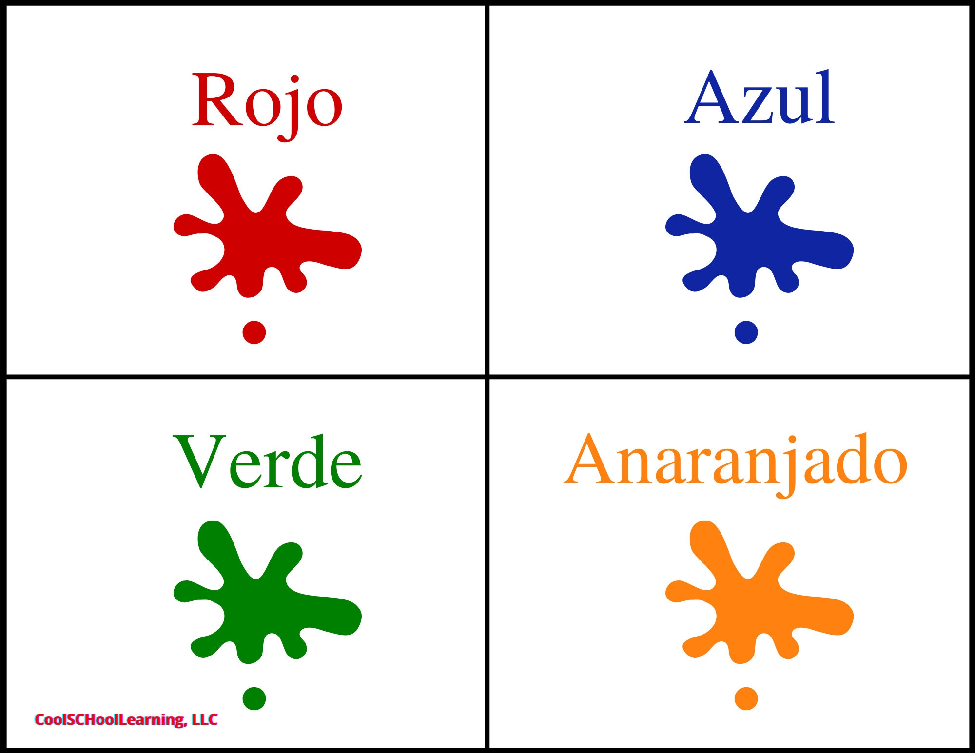 Spanish Colors Flashcards Preschool Kindergarten Readiness | Etsy