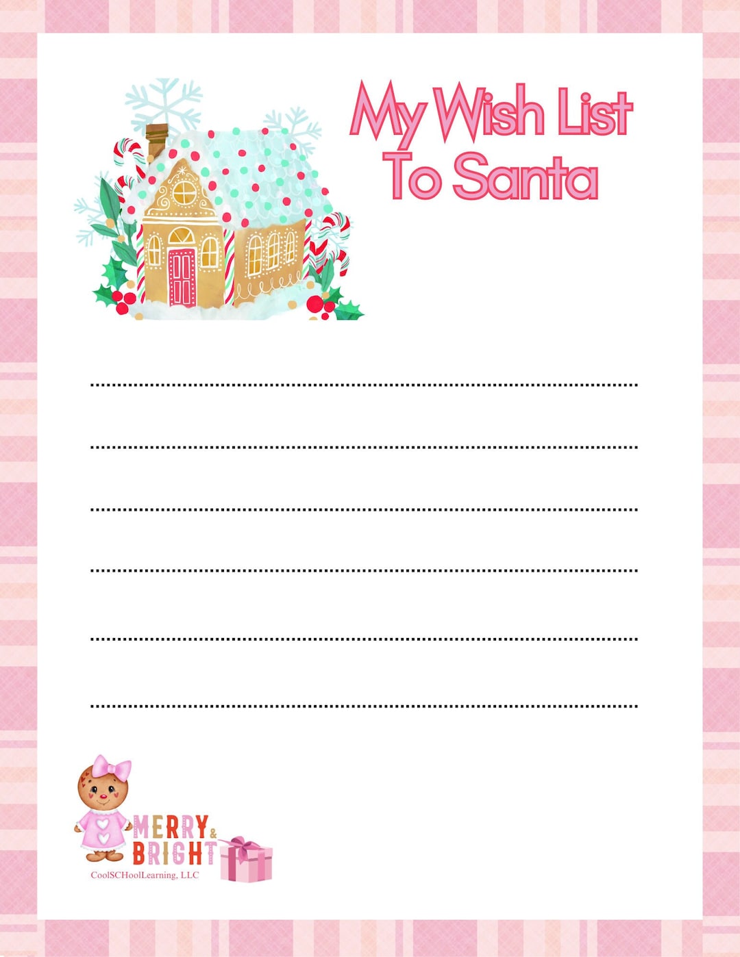 Christmas Wishlist, Pink Wish List for Girls, Santa Wish List ...