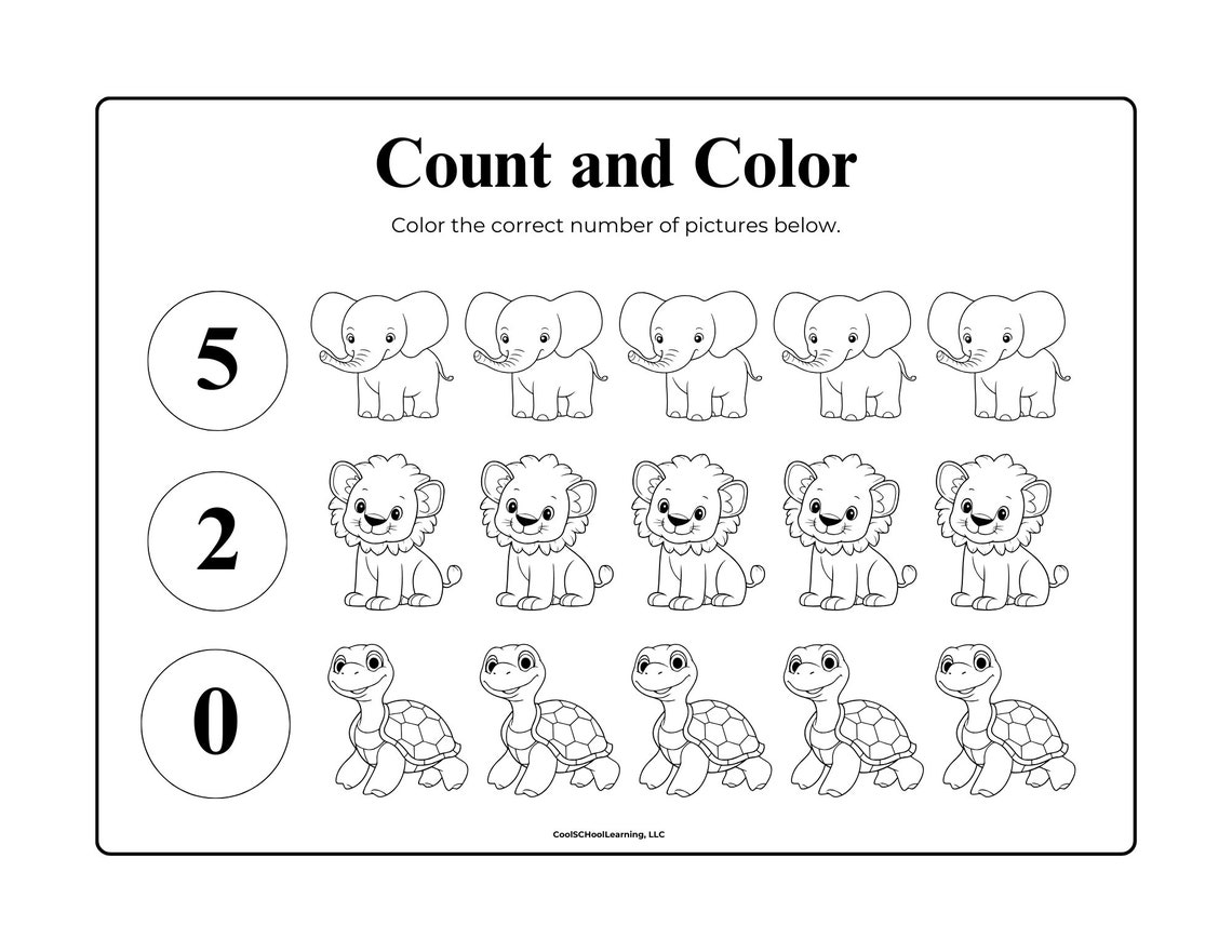 Count and Color, Prek Worksheets, Preschool Printables, Educational ...