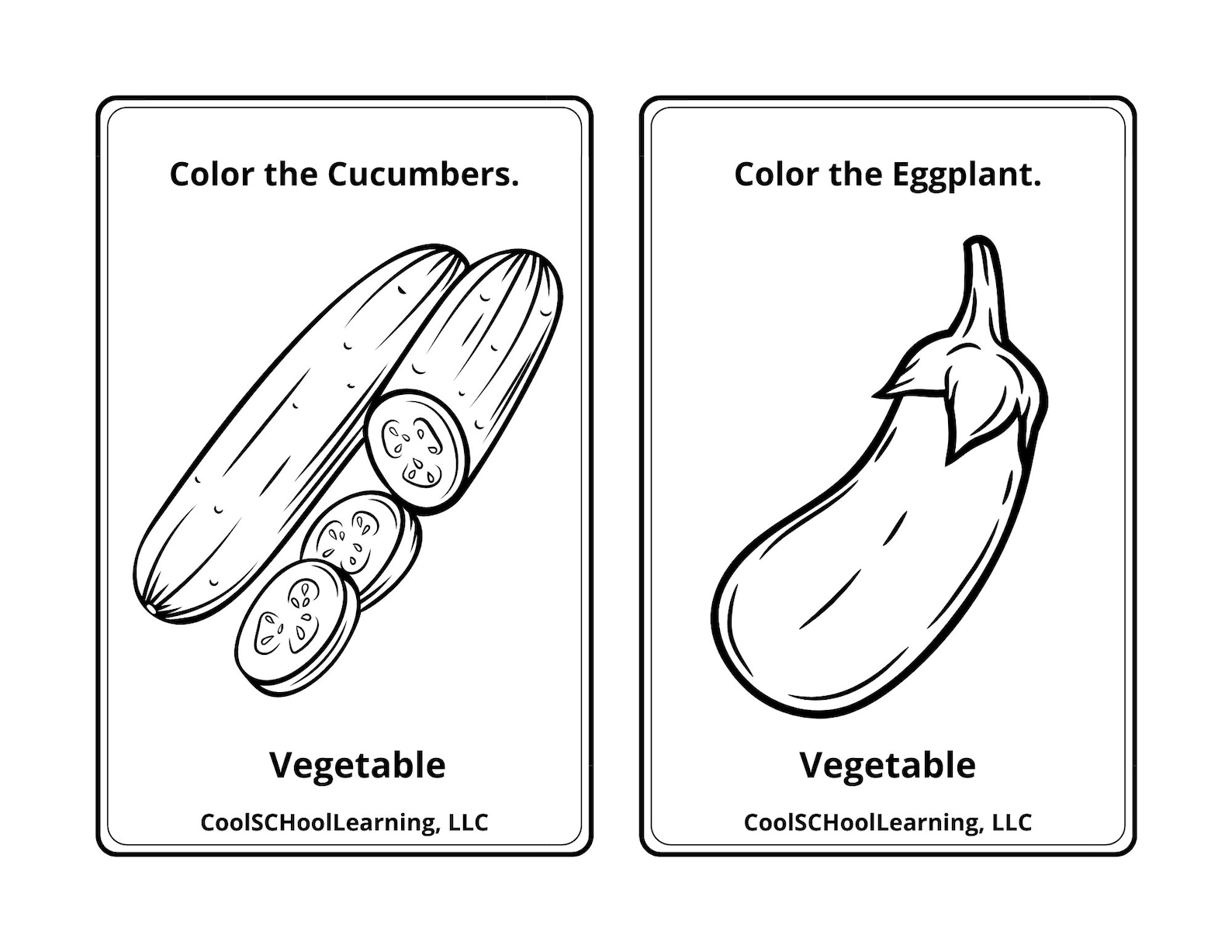 Vegetable Coloring Pages, Kids Coloring Sheets, Veggie Print, Prek ...