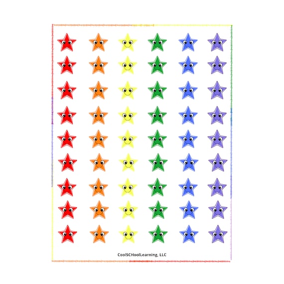 Rainbow Sticker Pack Sticker Printable Star Sticker Sheet | Etsy