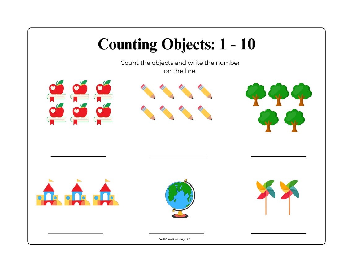 Counting Objects, Kindergarten Worksheets, Math for Kindergarten ...