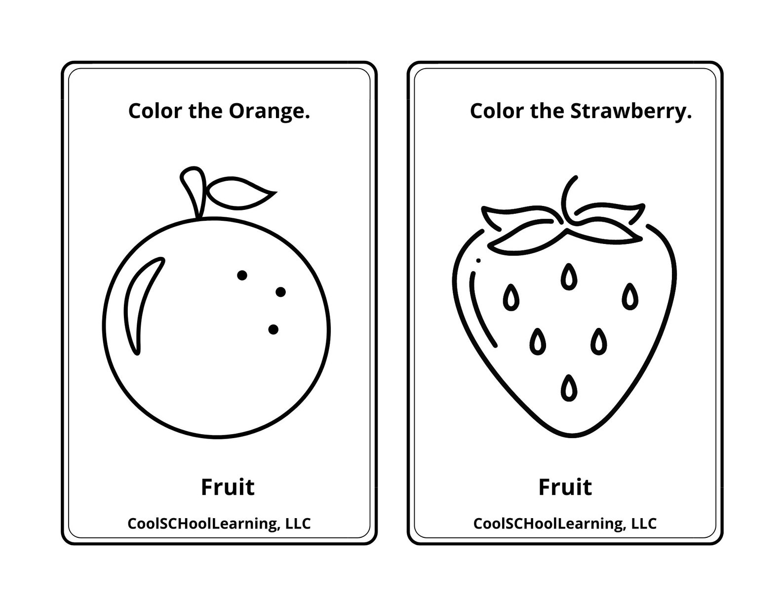 Fruit Coloring Pages, Coloring for Kids, Prek Worksheets, Educational ...