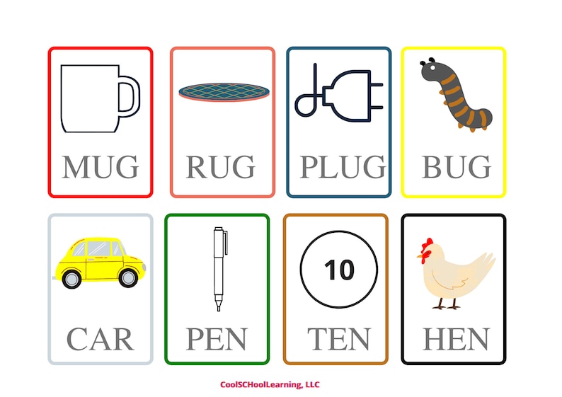 First Words Flash Cards for Toddlers Printable, Rhyming Activity ...