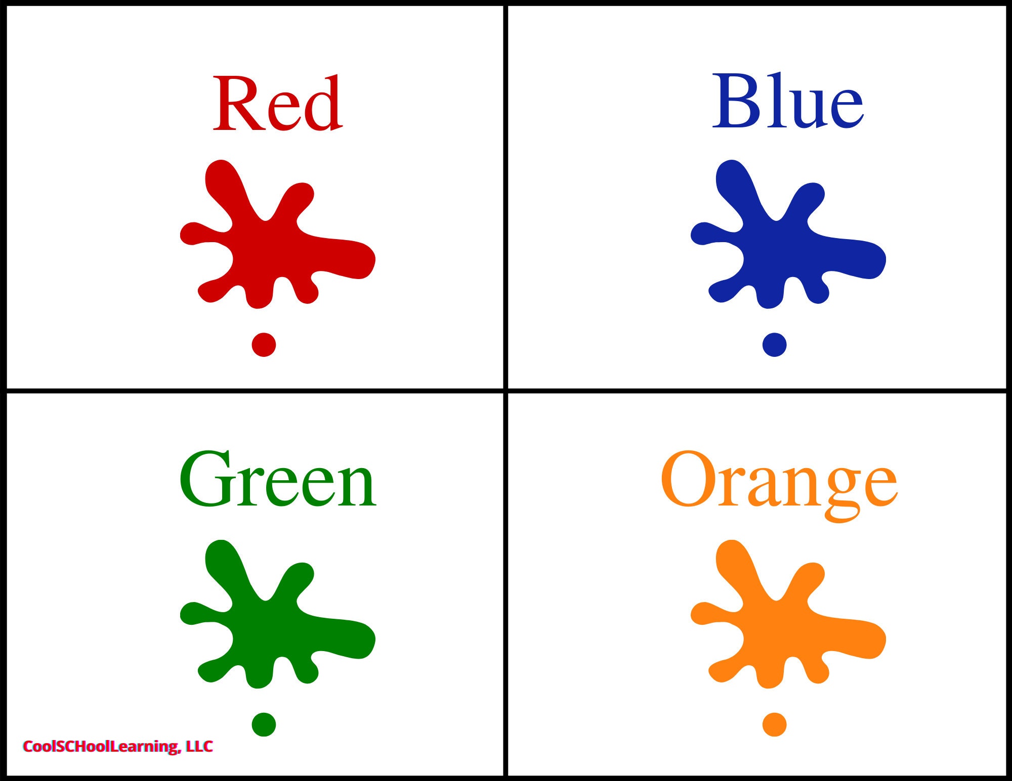 Color Flashcards Printable, Colors Preschool, Kindergarten Prep ...