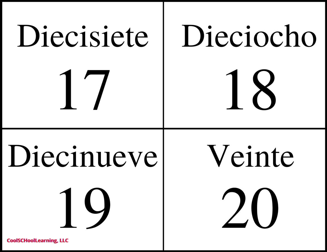 Spanish Number Flashcards 1-20 Preschool Counting Practice - Etsy