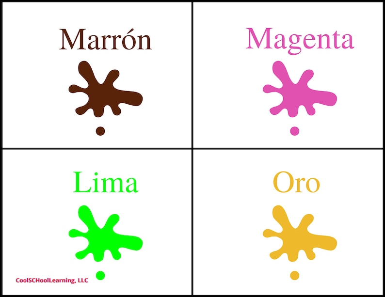 Spanish Flashcards, Colors in Spanish, Preschool Learning Activities ...