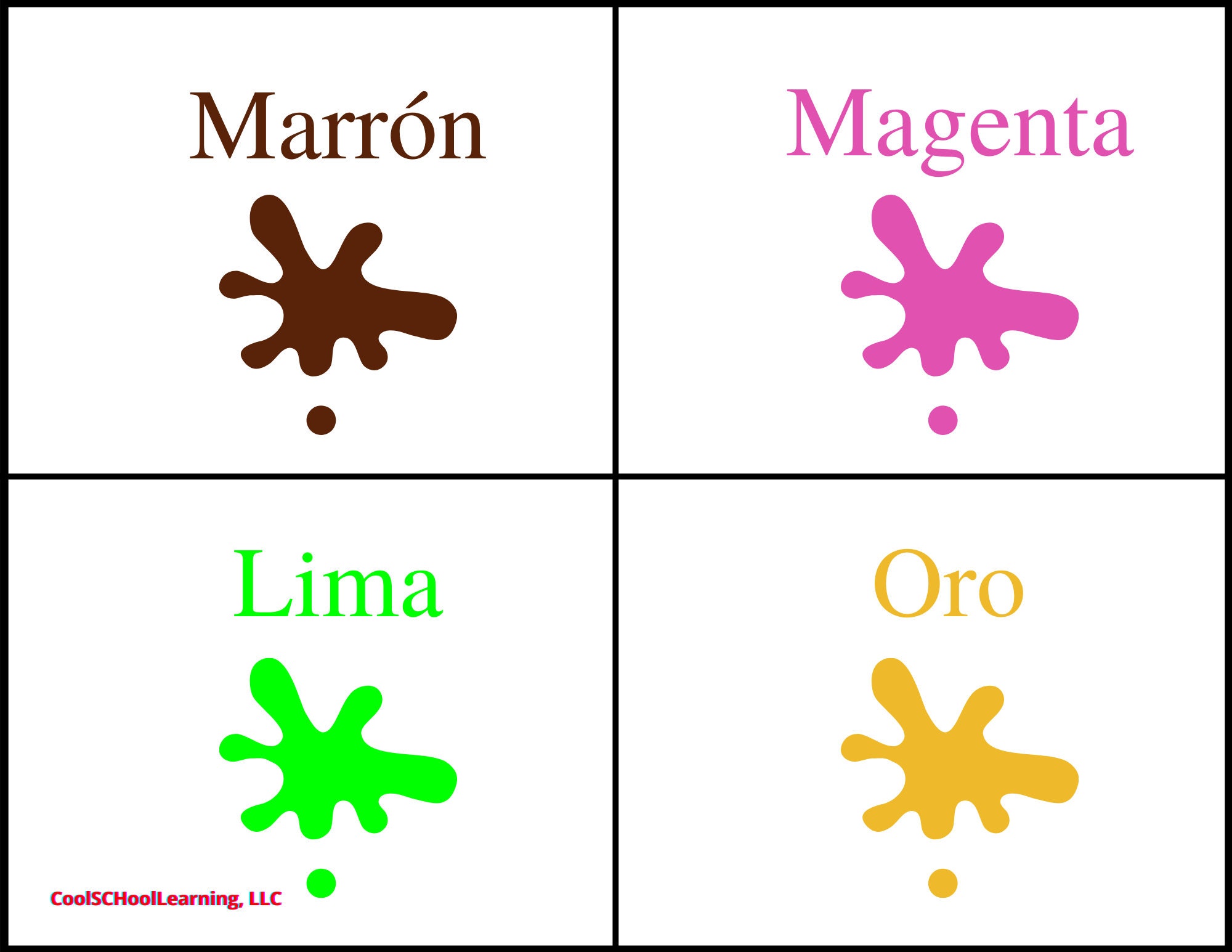 Spanish Flashcards, Colors in Spanish, Preschool Learning Activities ...