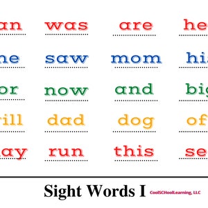 Sight Words Phonics Activities Sight Words Poster - Etsy Canada