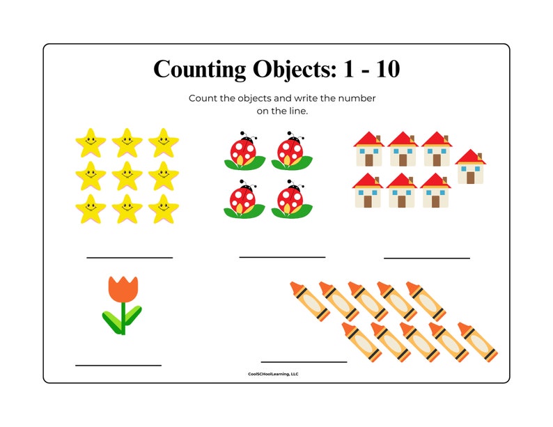 Counting Objects, Kindergarten Worksheets, Math for Kindergarten ...