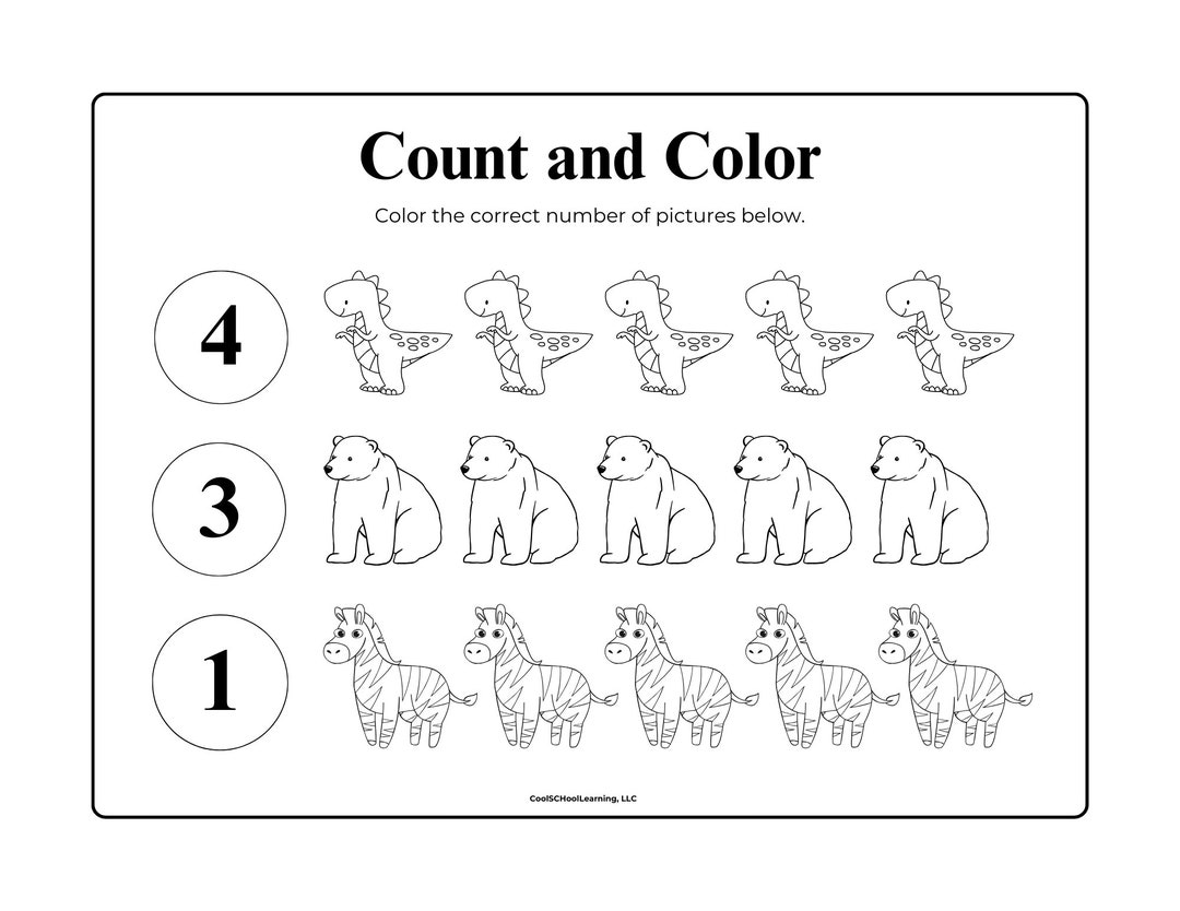 Count and Color, Prek Worksheets, Preschool Printables, Educational ...