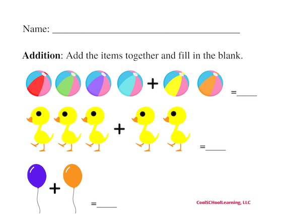Blank Addition Worksheets Kindergarten