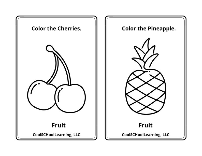 Fruit Coloring Pages, Coloring for Kids, Prek Worksheets, Educational ...