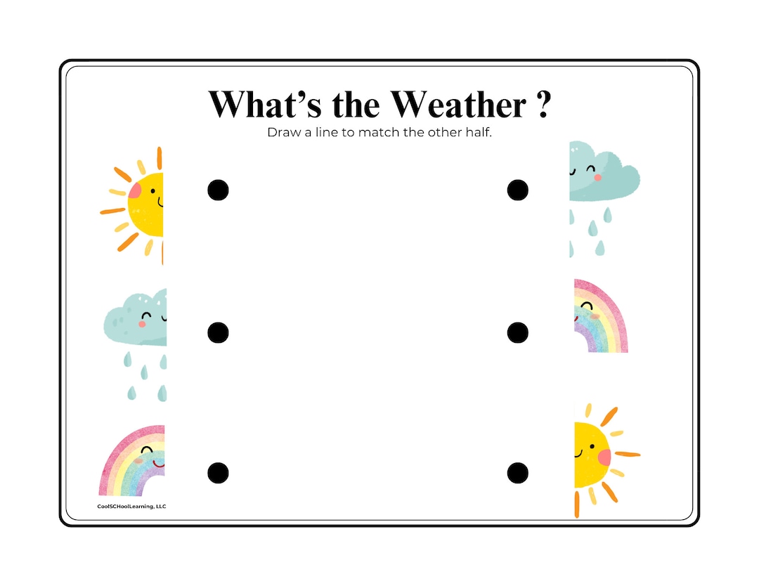 Weather Matching Activity, Preschool Kindergarten Printable (PDF) - Etsy