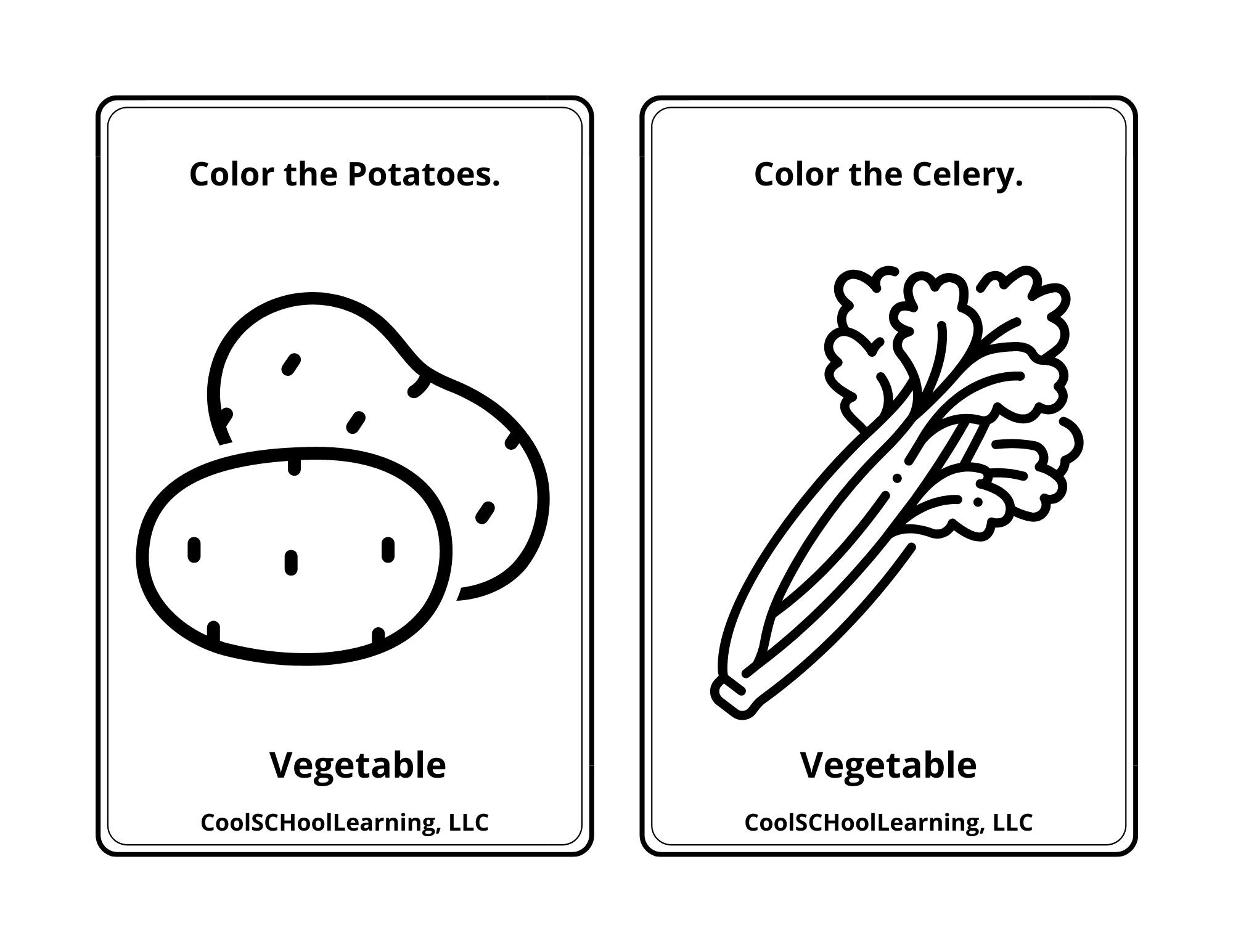 Vegetable Coloring Pages, Kids Educational Printables (PDF) - Etsy