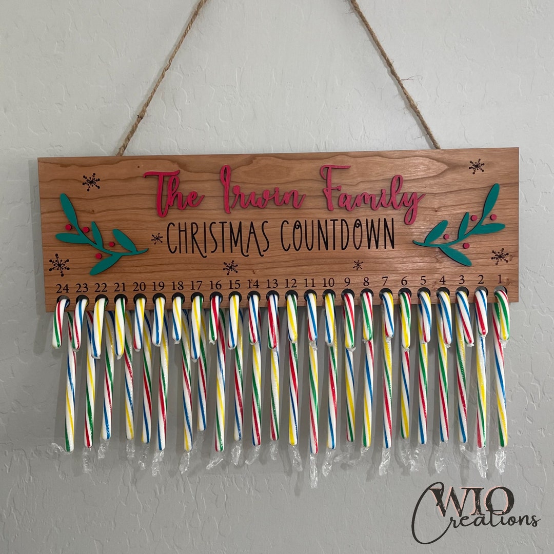 Christmas Countdown Advent Calendar Candy Cane Countdown Personalized ...