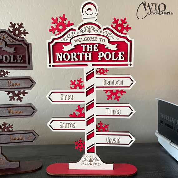 North Pole Sign Family Christmas Sign Personalized Christmas - Etsy