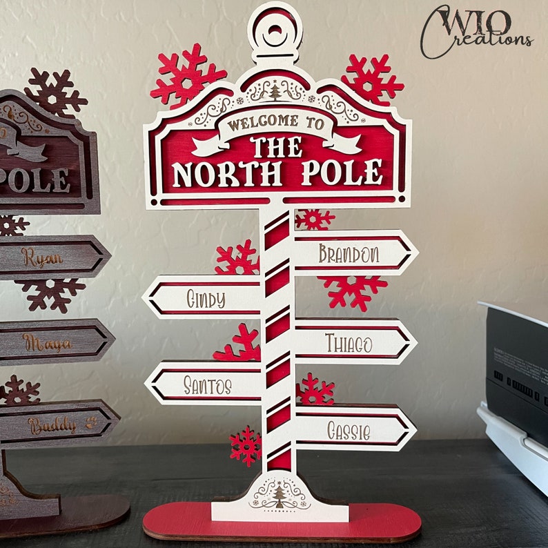 North Pole Sign Family Christmas Sign Personalized Christmas - Etsy