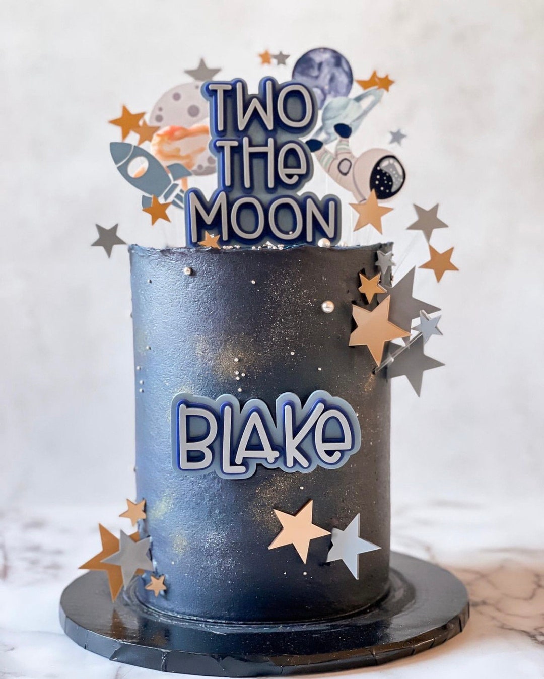TWO THE MOON | Acrylic Cake Topper | Second Birthday Cake Topper | 2 ...
