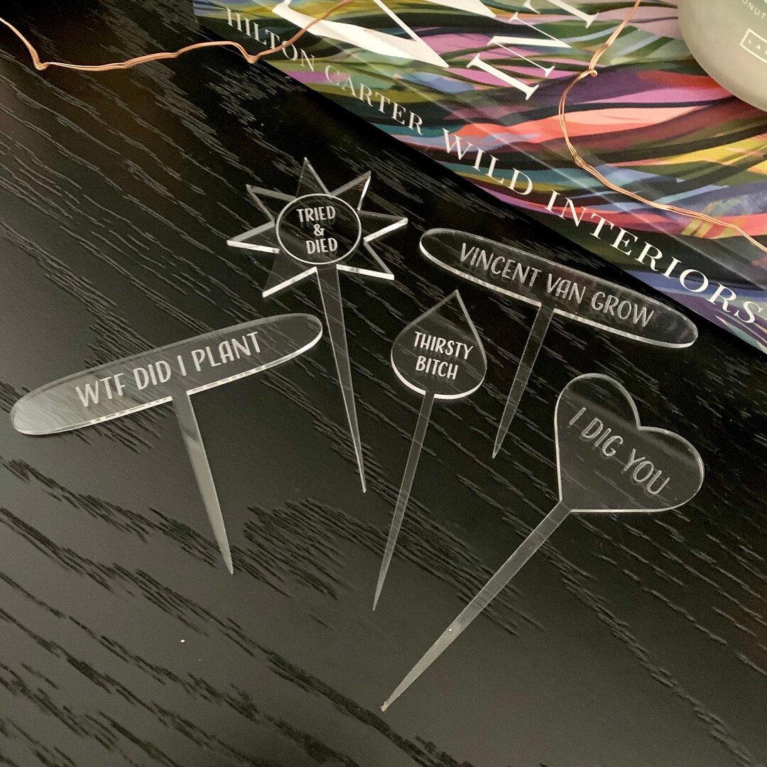 Set of 3 Plant Tags, Custom Plant Tags, Plant Labels, Acrylic Plant ...