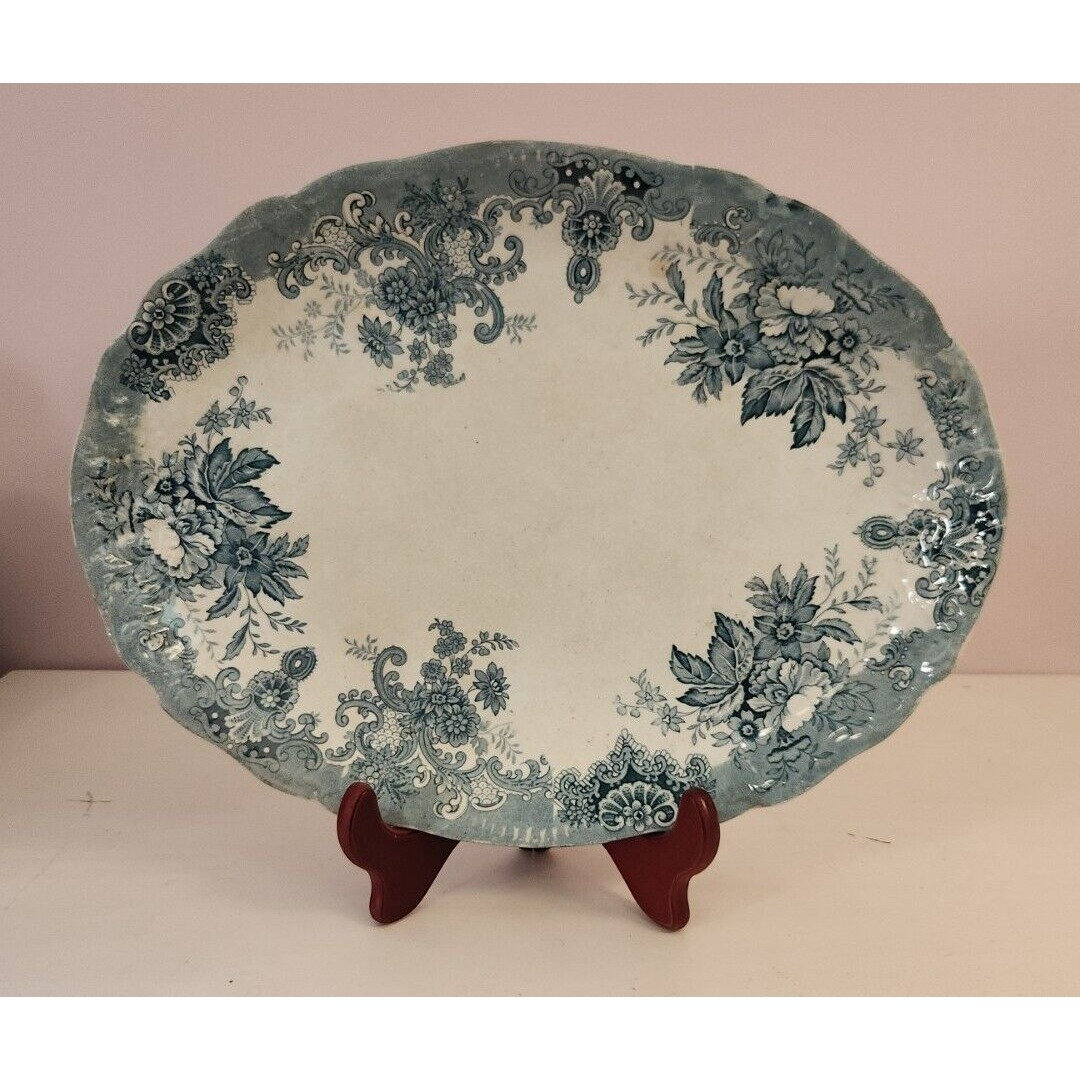 Antique Ironstone Blue White MELLOR TAYLOR 14 1/2" X 11 Oval Platter - Etsy