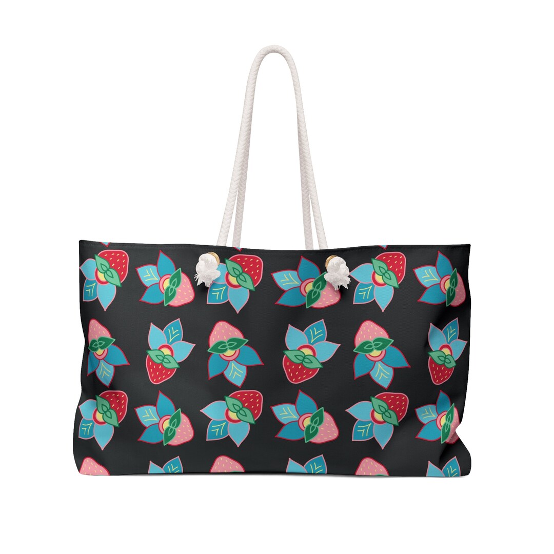 Pink and Red Strawberry Weekender Bag by Niibidoon, One Size 24 in X 13 ...