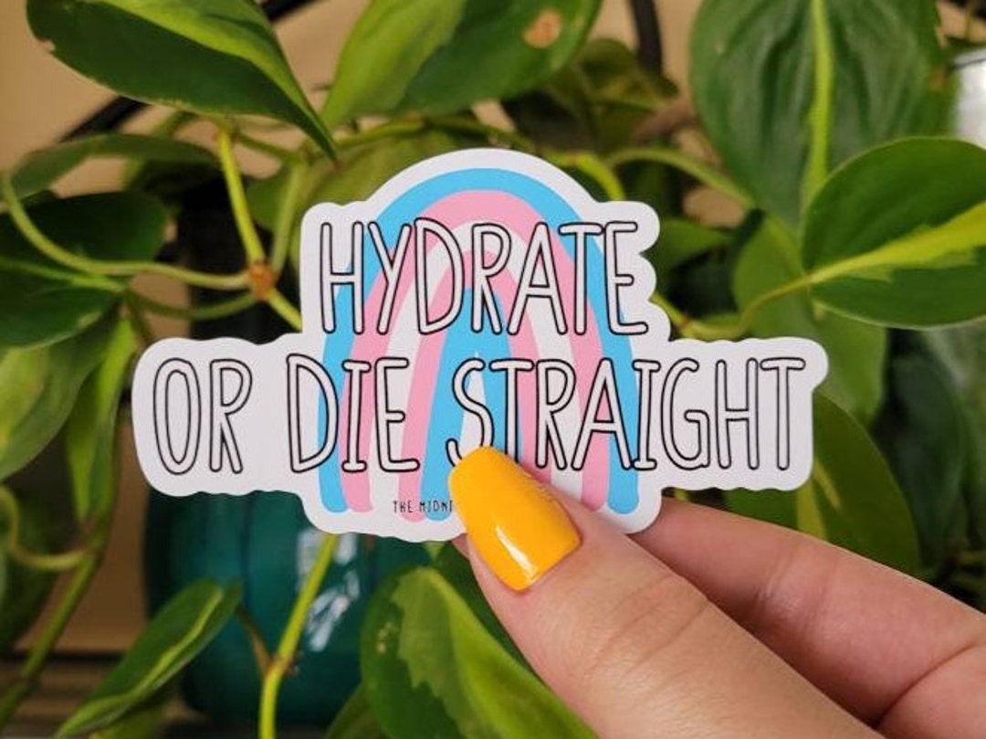 LGBTQIA Sticker Trans Flag Hydrate or Die Straight Waterproof Water ...