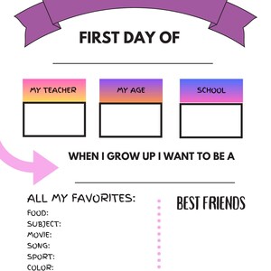 Back to School Signs/posters/sheets | Poster for First Day of School ...