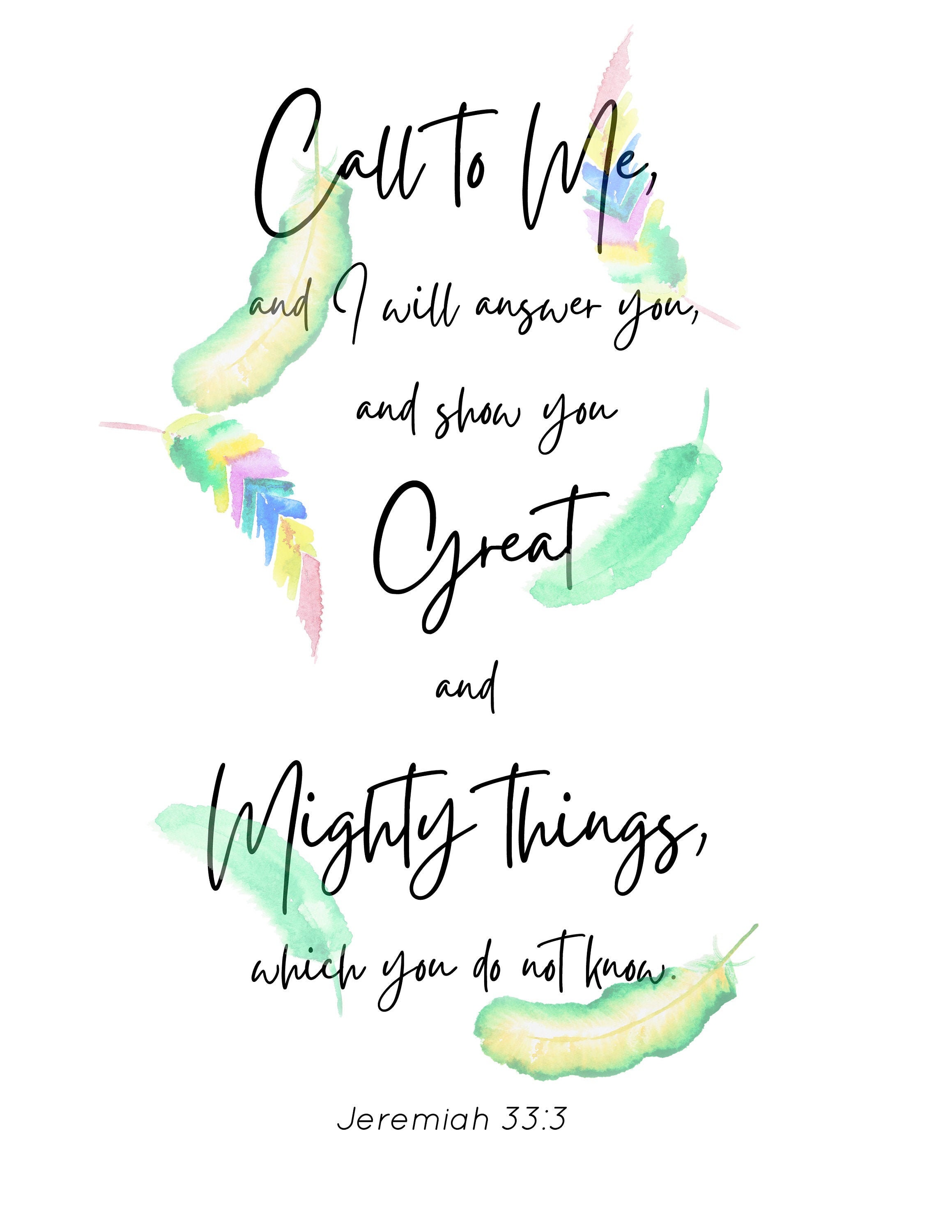 Bible Verse Art Printable | Jeremiah 33:3 Wall Art | Wall Décor |bible ...