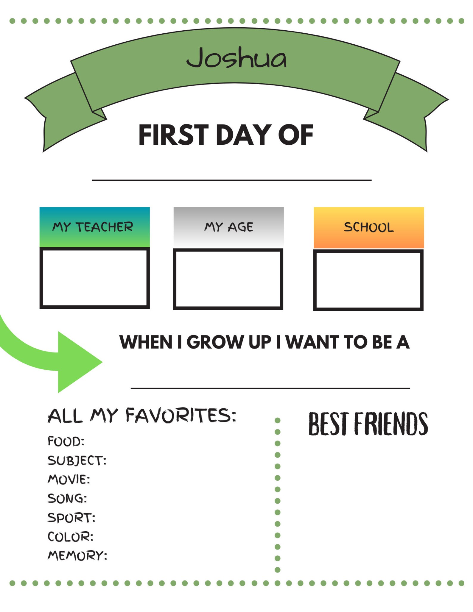 Back to School Signs/posters/sheets Poster for First Day of School ...