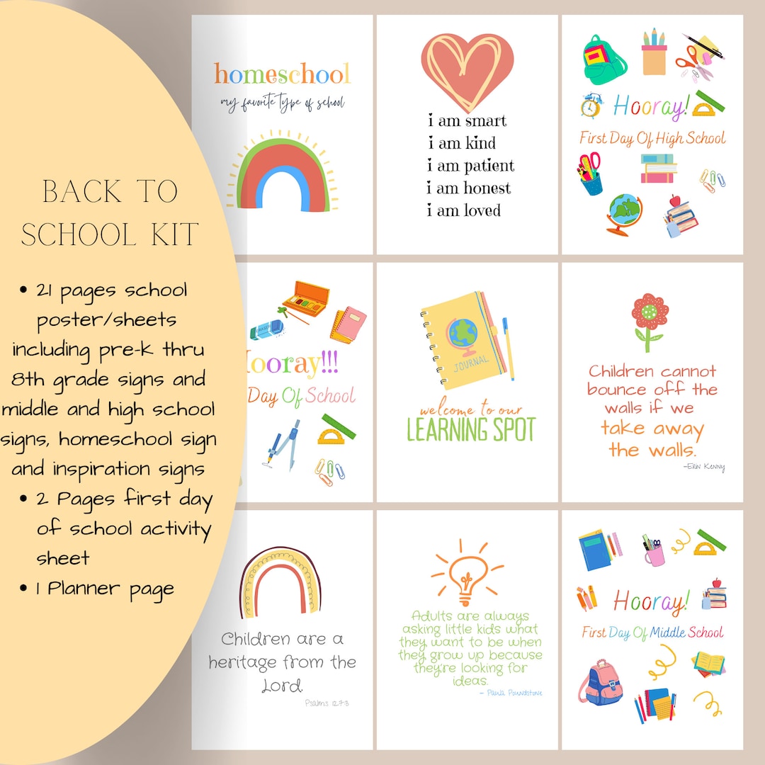 Back to School Signs/posters/sheets | Poster for First Day of School ...