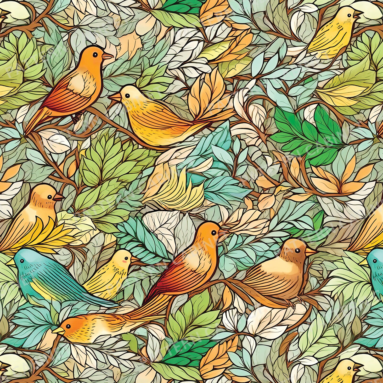 Birdwatching Seamless Pattern Bundle • Bird Digital Paper • JPG Digital ...