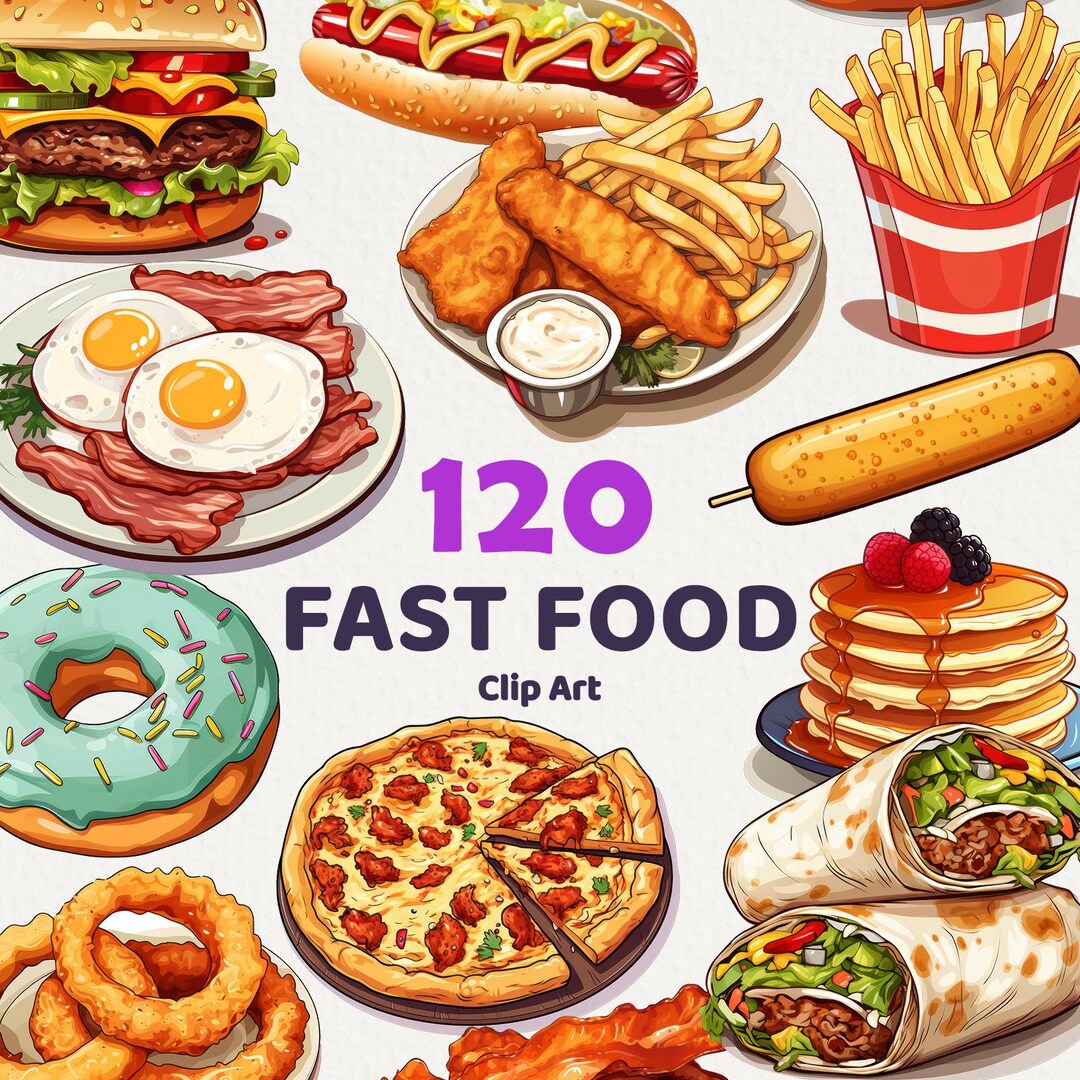 Fast Food Clip Art • Commercial Use • 120 Transparent Pngs • Instant ...