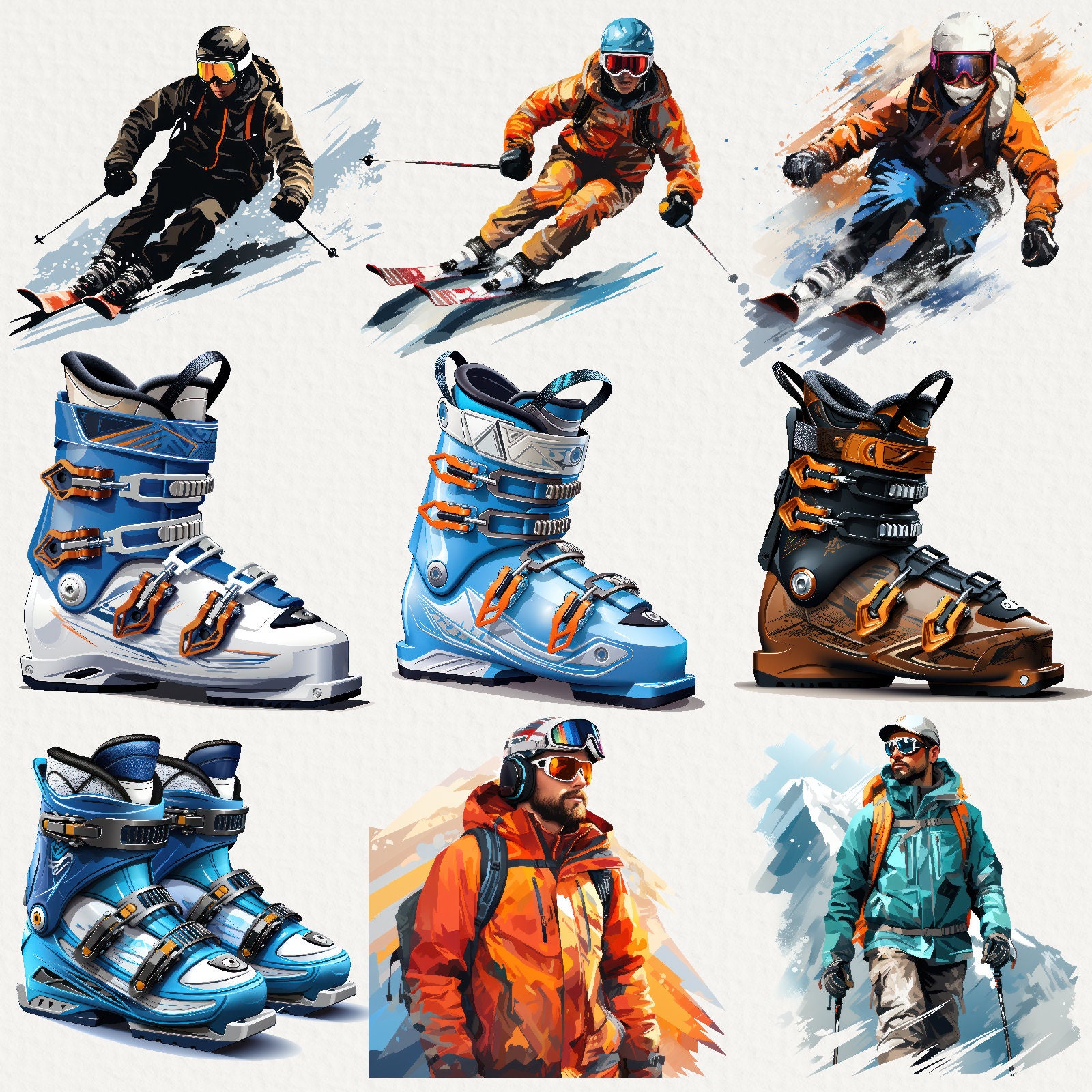 21 Skiing Clipart, Skiers and Ski Gear Images for Commercial Use ...