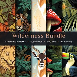 Animal Seamless Pattern Pack • Wild Animal Digital Paper • JPG Digital ...