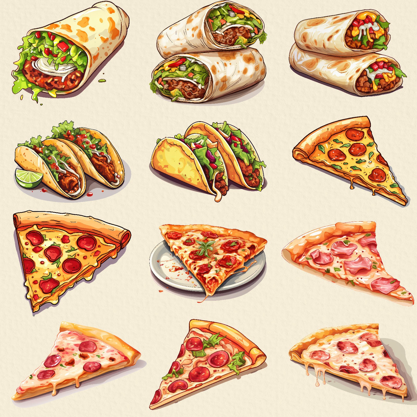 Fast Food Clip Art Commercial Use 120 Transparent Pngs Instant Download ...