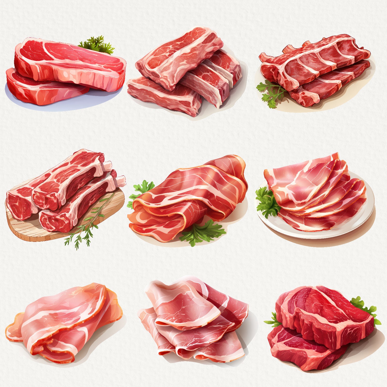 Butcher Shop Clipart, 60 Transparent PNG for Commercial Use, Instant ...