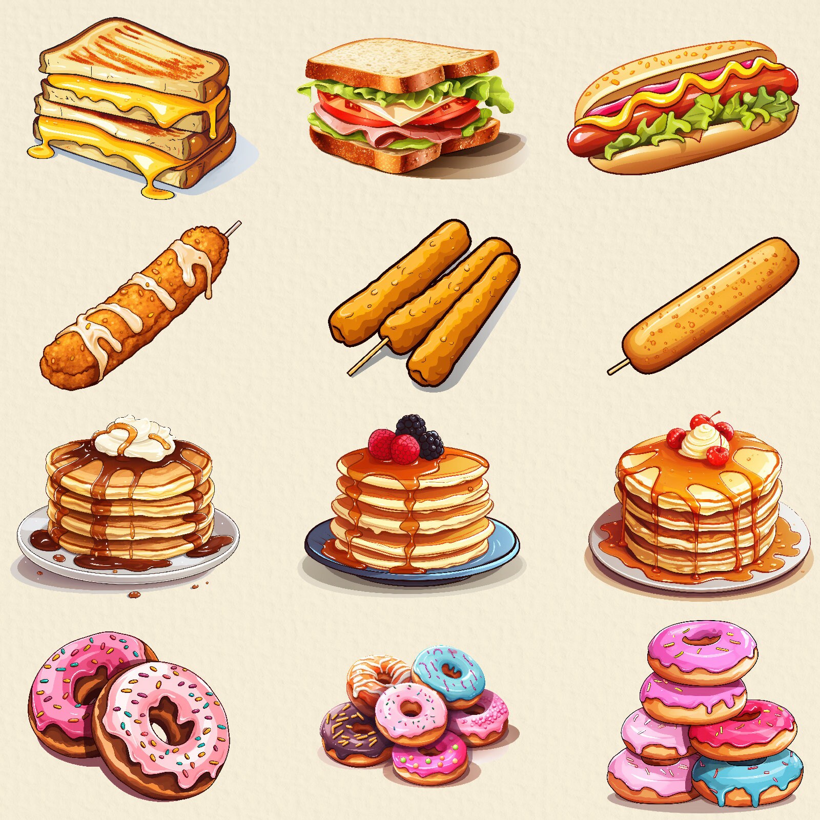 Fast Food Clip Art Commercial Use 120 Transparent Pngs Instant Download ...