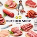 Butcher Shop Clipart, 60 Transparent PNG for Commercial Use, Instant ...