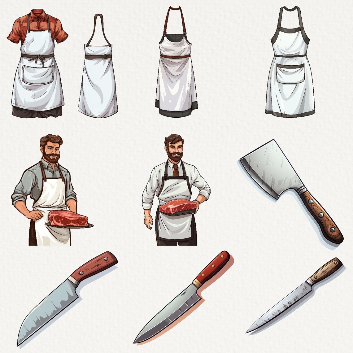 Butcher Shop Clipart, 60 Transparent PNG for Commercial Use, Instant ...