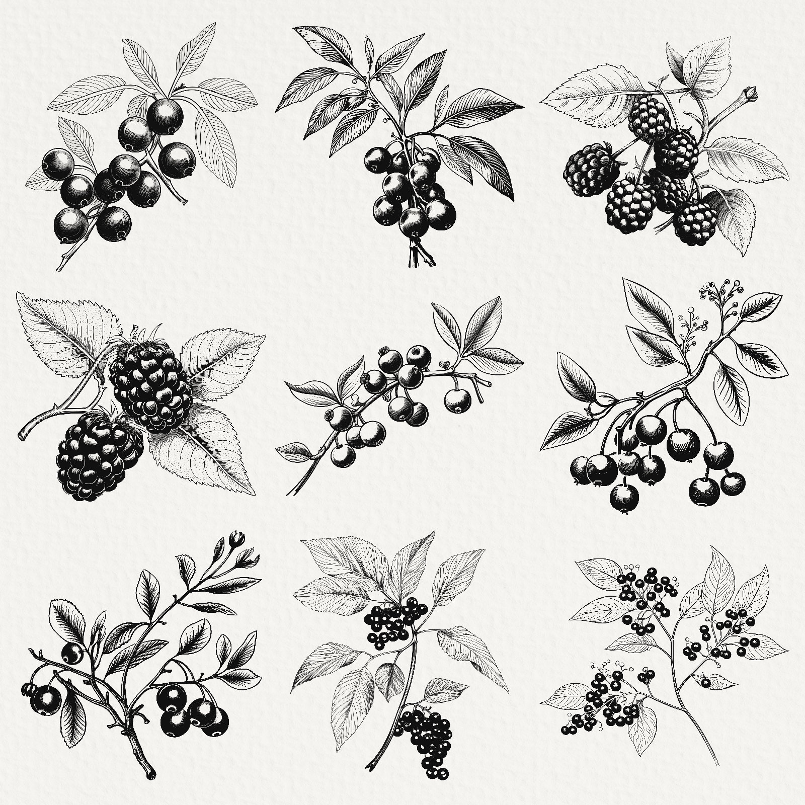 18 Wild Berries Clipart, Ink Drawings for Commercial Use, Botanical ...