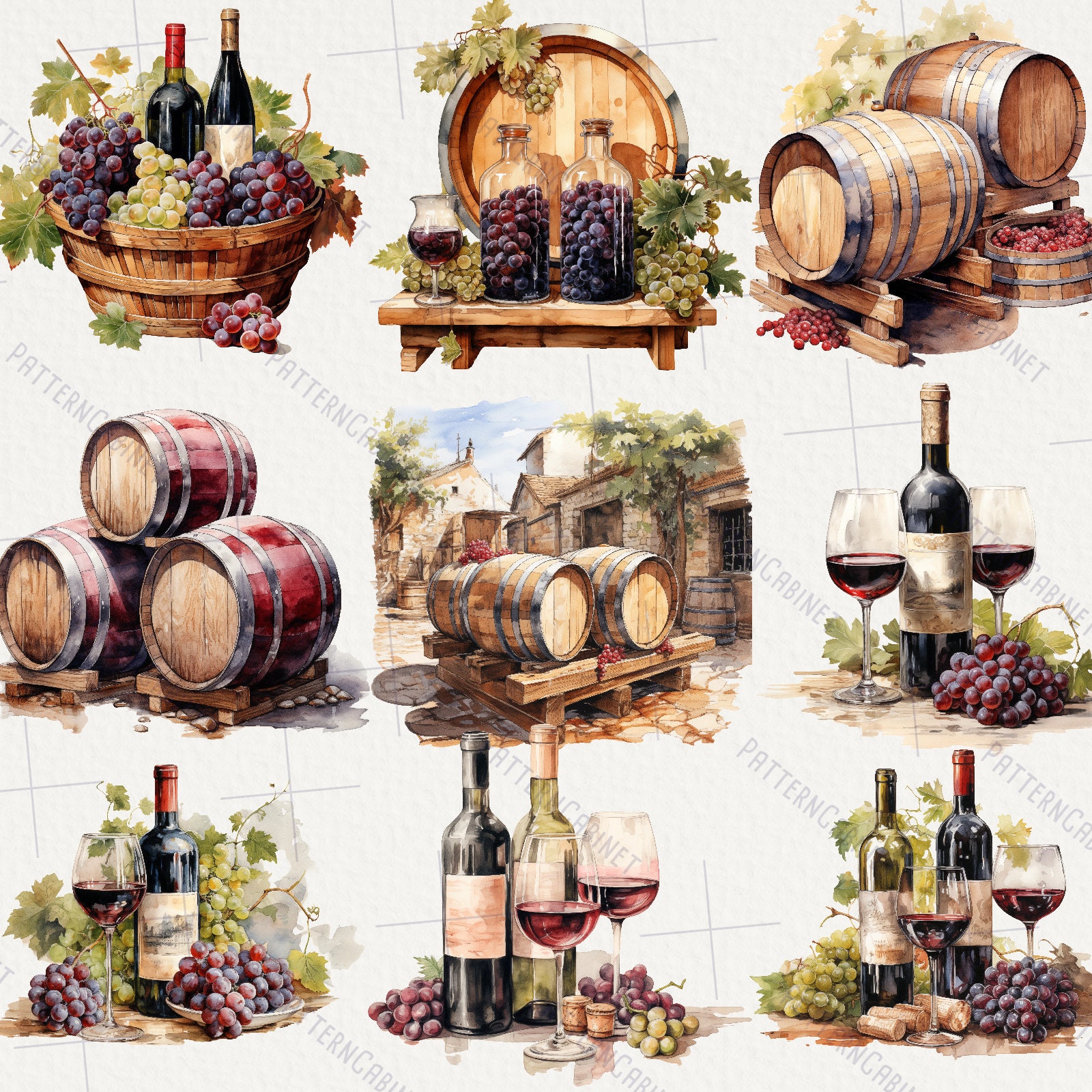 40 Wine Clipart Watercolor Wine Bottles PNG Art for - Etsy