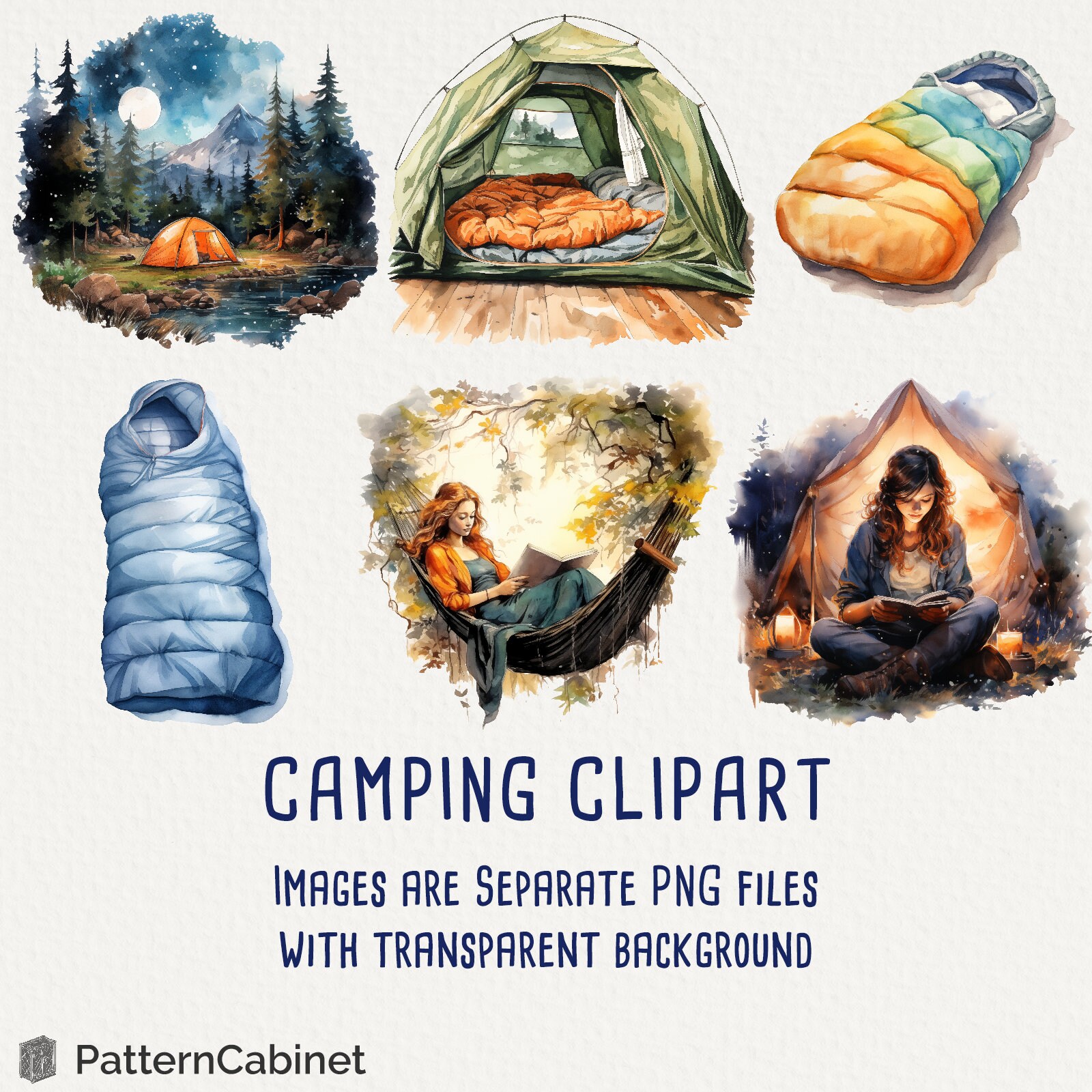 51 Watercolor Camping Clipart, Nature Camping Images for Commercial Use ...