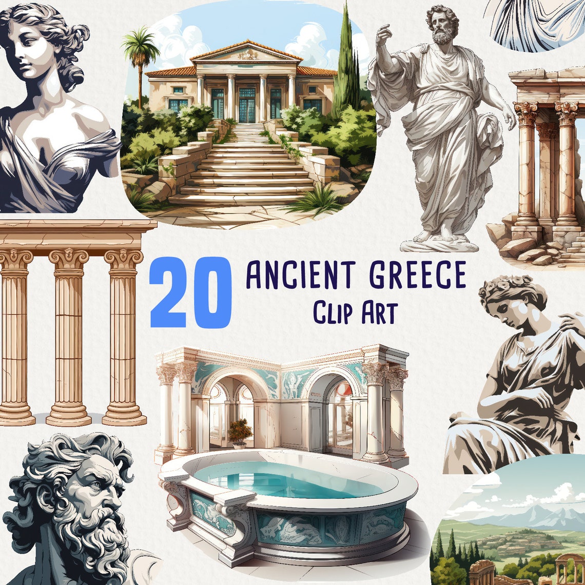 20 Ancient Greece Clipart, Greek Architecture and Statues for ...