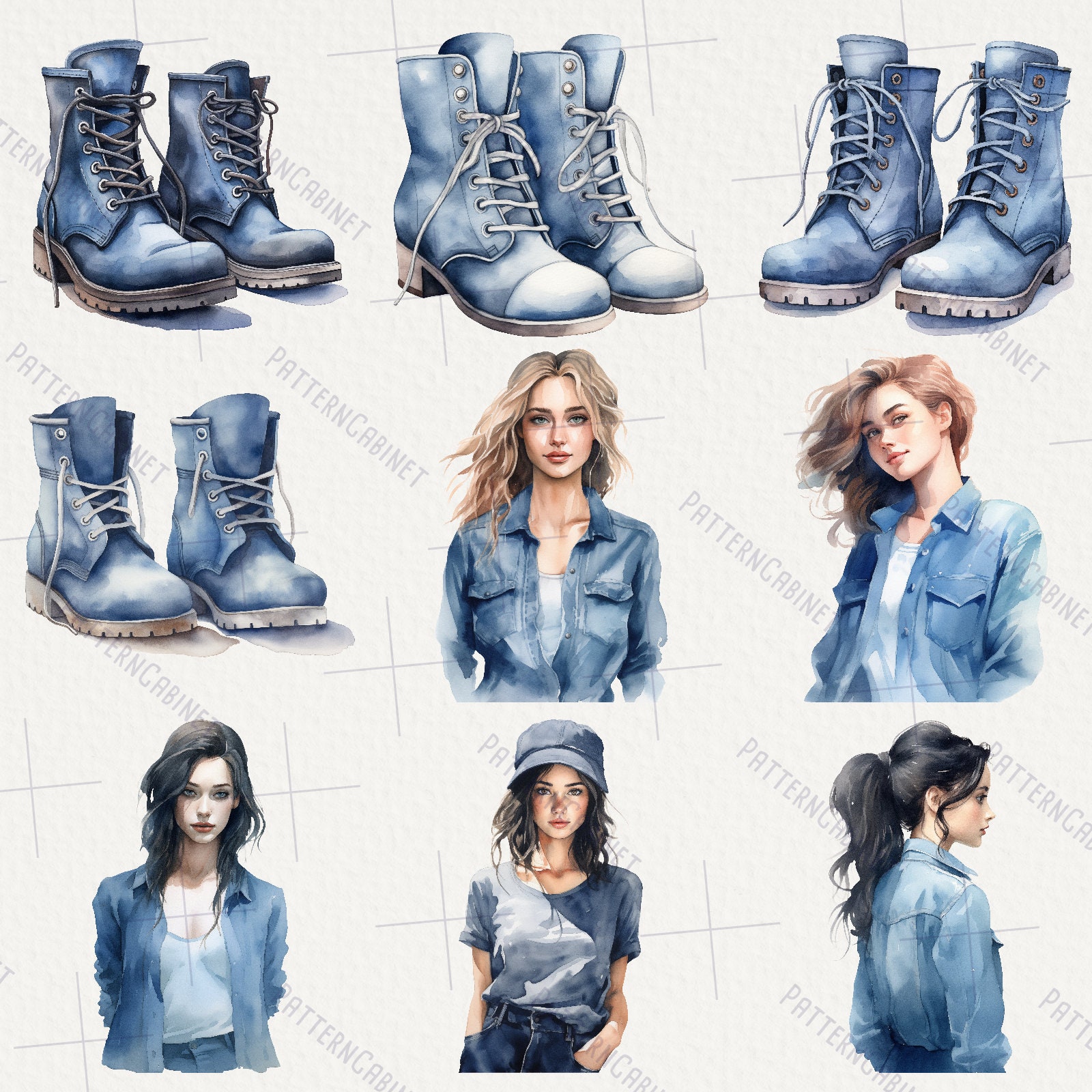38 Denim Clipart, Watercolor Denim Art for Commercial Use, Jeans ...